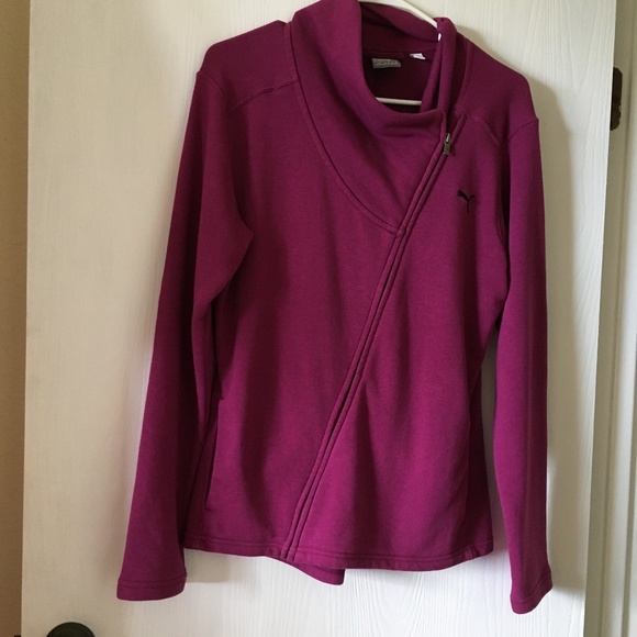 Puma | Tops | Puma Asymmetrical Full Zip Cowl Neck French Terry Track ...